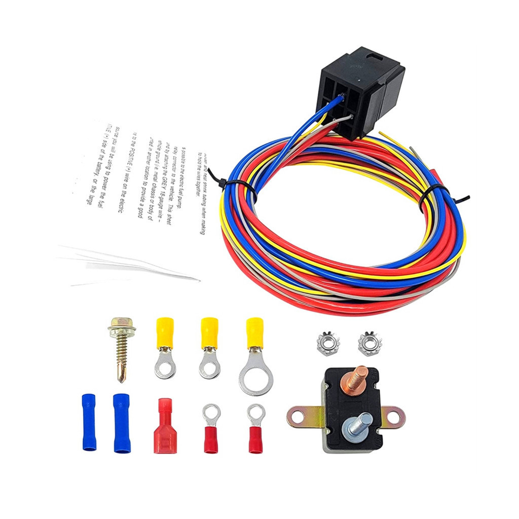 Electric Fan Fuel Pump Harness and Relay Kit 30A Relay Circuit Breaker ...