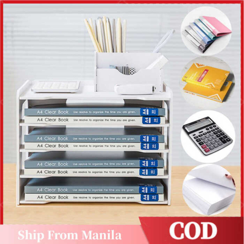 File Rack Organizer Shelf Long Bond Desktop Multi-Layer Storage A4 ...