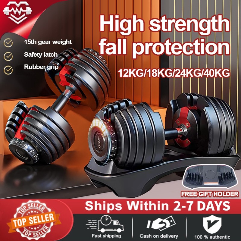 Dumbbells Adjustable Dumbbell 12KG/18KG/24KG/40KG For weightlifting exercise Fitness dumbbells ...