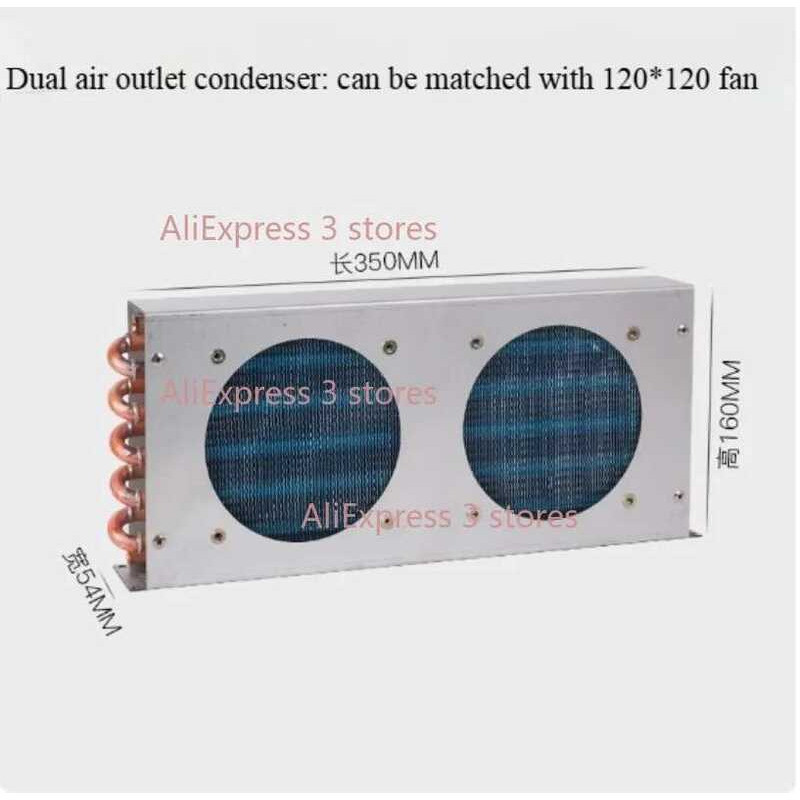 W 1Pc Double Air Outlet Condenser Freezer Refrierator Radiator Water ...
