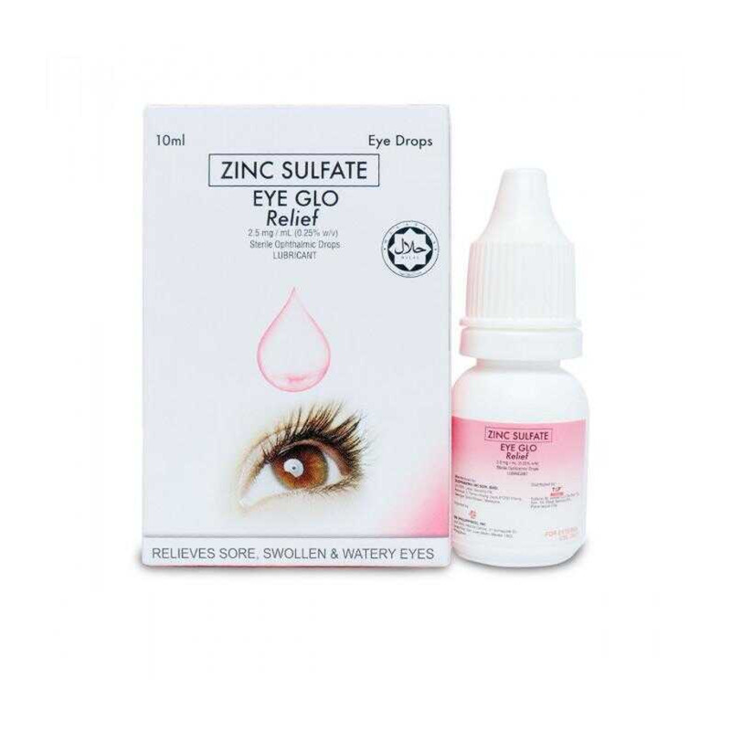 3 EYE GLO Relief Zinc Sulfate 2.5Mg/Ml 10Ml Eye Drops | Shopee Philippines