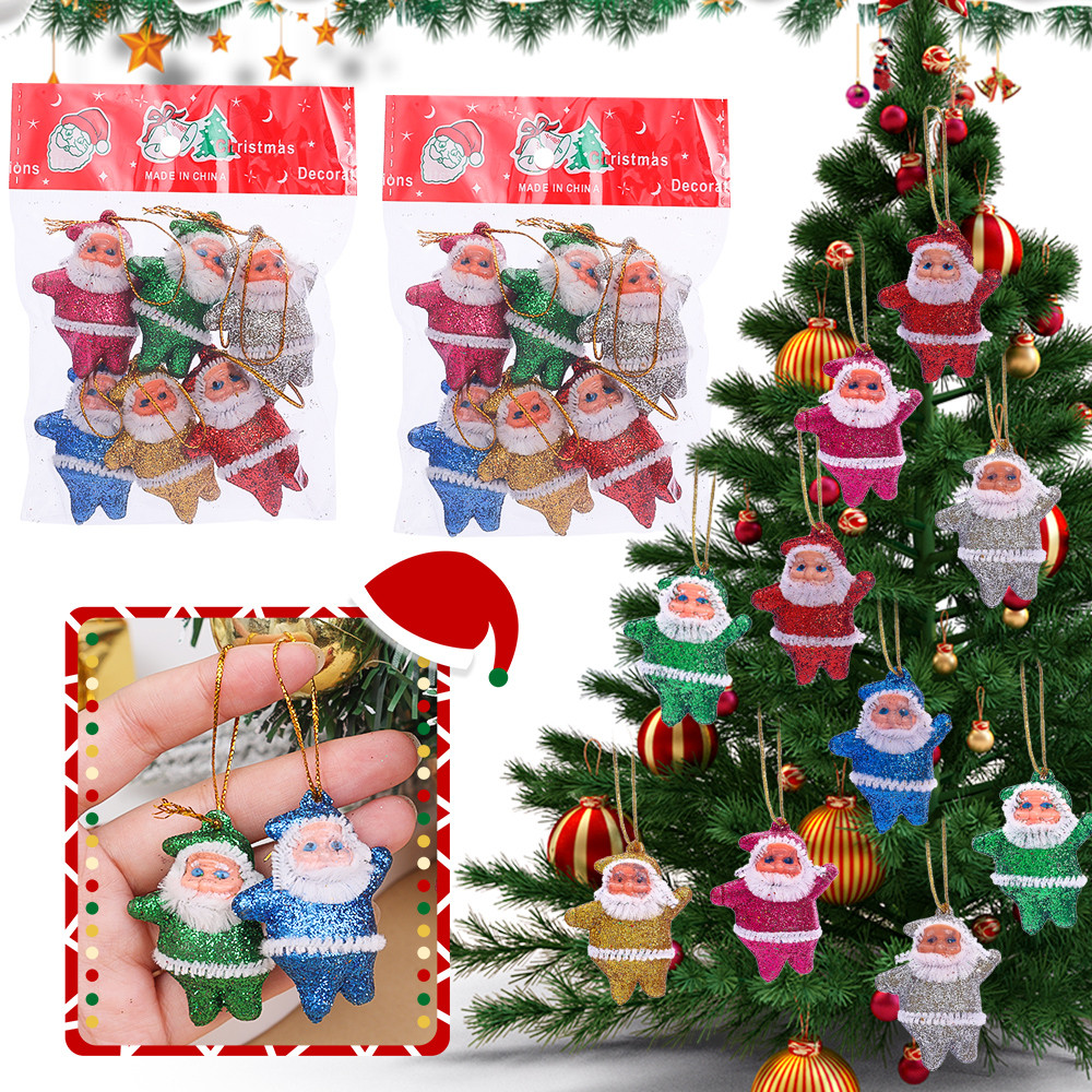 6/18/30Pcs Mini Colored Santa Claus Hanging Ornament / Christmas Tree ...