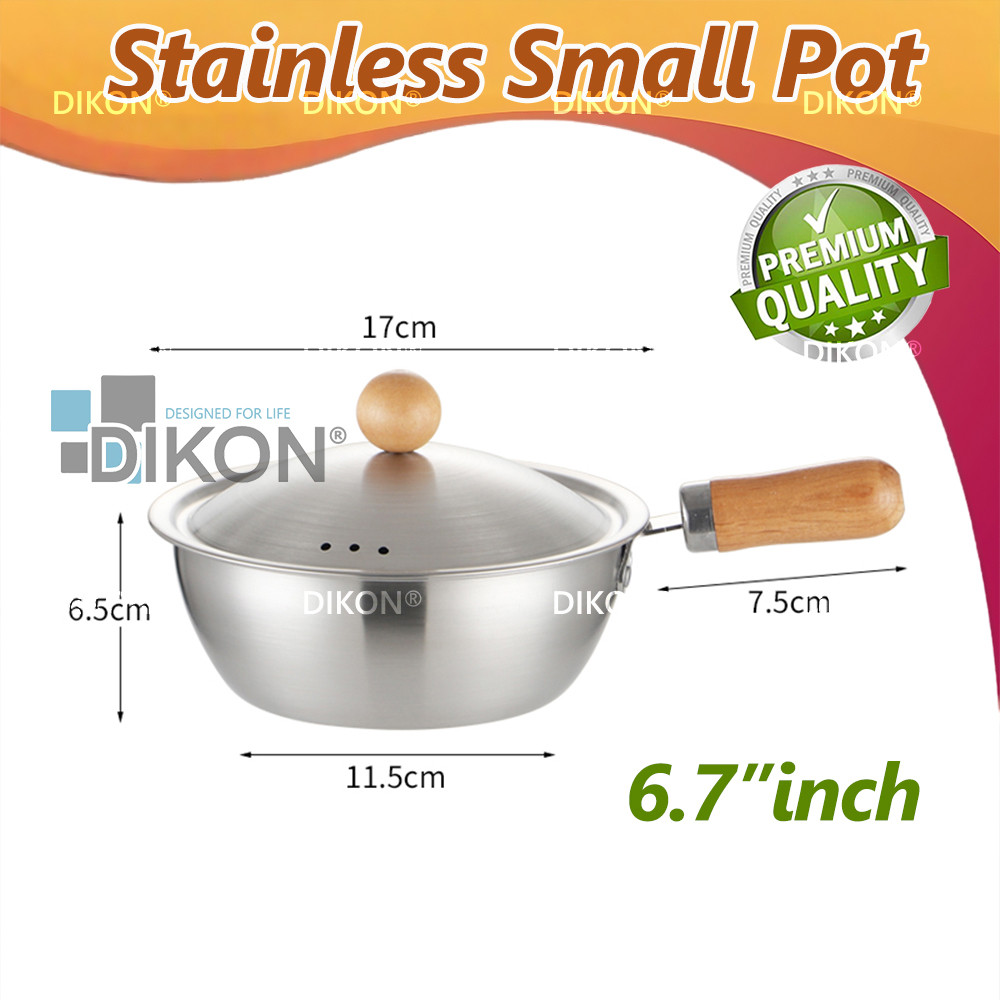 Korean Cooking Pot Mini Pot 304 Stainless Steel Ramen Pot Wooden Handle ...