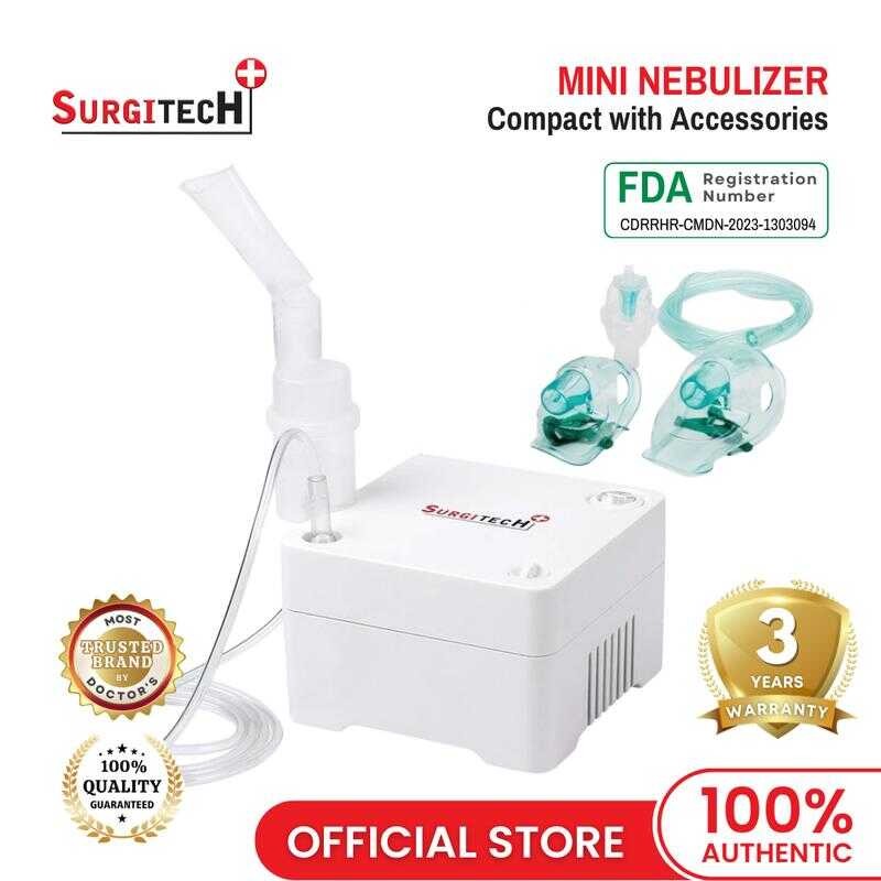 Surgitech Mini Nebulizer Heavy Duty Durable Compact With Accessories ...