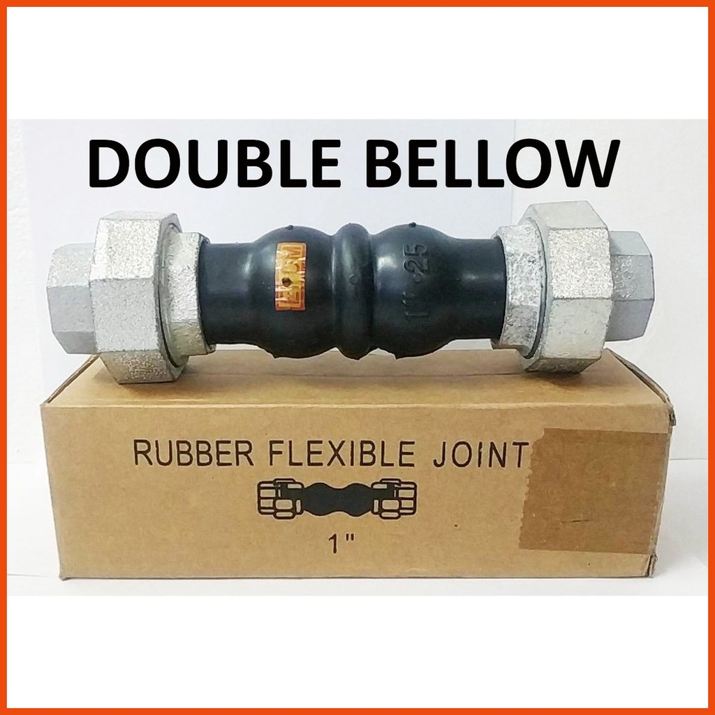 RUBBER BELLOW DOUBLE FLEX CONNECTOR 1" THREADED EXPANSION FLEXIBLE ...