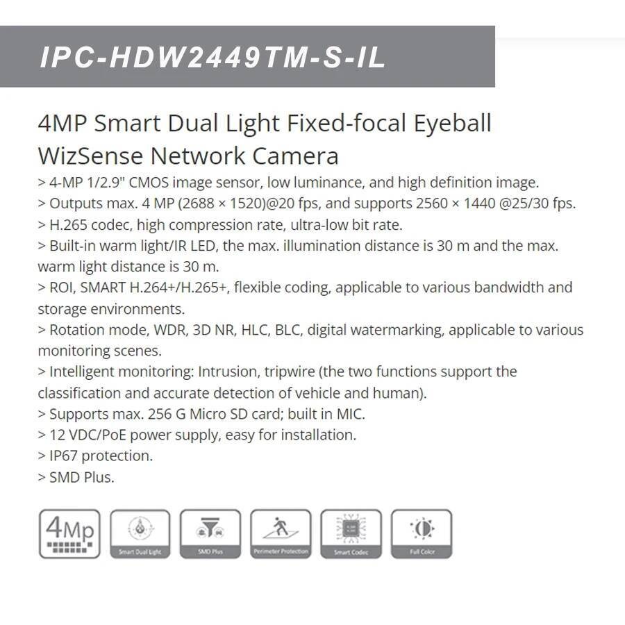 4MP Dahua Network IP Camera Smart Dual Light Full Color Perimeter ...