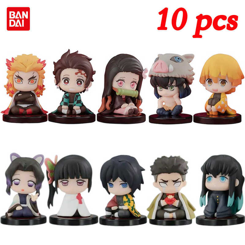 Tt 10Pcs Set Q Version Demon Slayer Sitting Ghost Doll Tanjiro Nidouzi ...