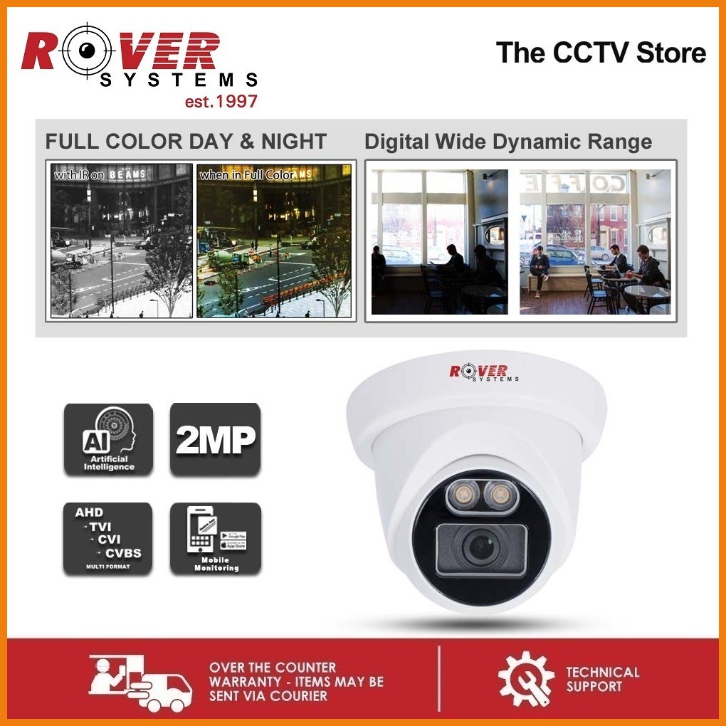 Rover Systems 2MP 4in1 Dome Indoor Day and Night FULL COLOR CCTV Camera ...