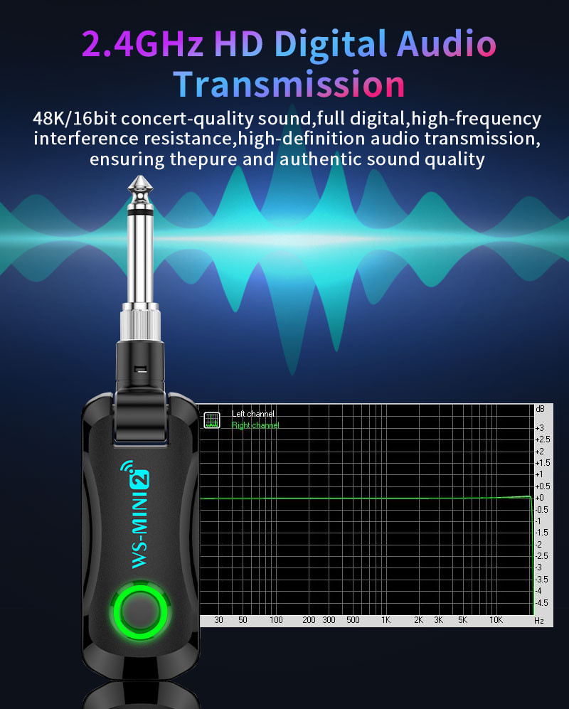 WS-MINI2 2.4G Wireless Guitar System Portable Transmitter Receiver Set with Charging Compartment ...