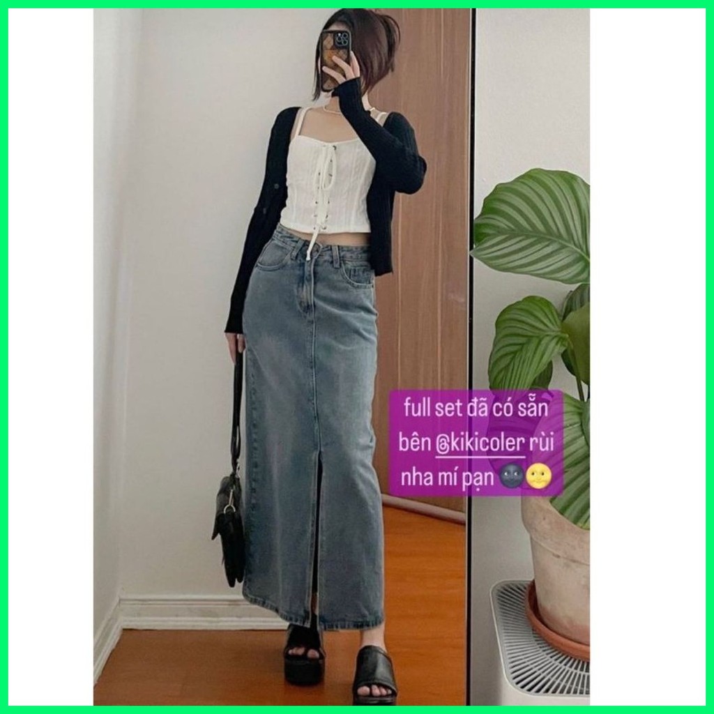Y2K 90s Retro Maxi Denim Skirt Maong Palda Jeans Korean Style Skirt ...