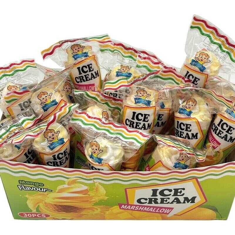 30Pcs/Box Ice Cream Marshmallow Cone Mallow Mango Flavors With Waffle ...
