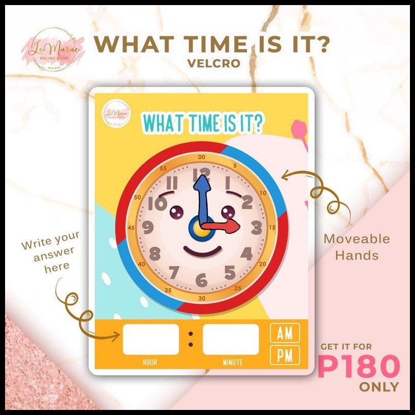 TIME CLOCK MOVABLE HANDS Laminated Interactive Movable Worksheets for ...