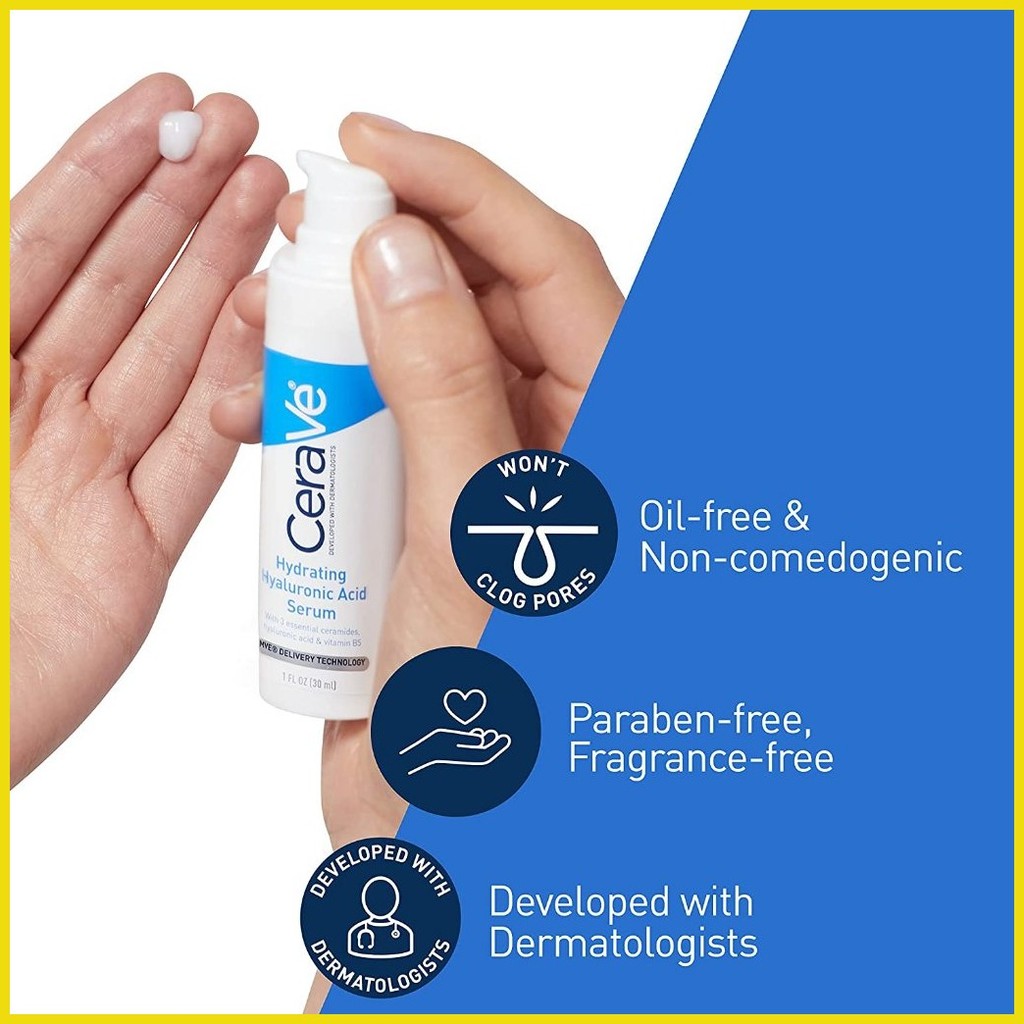 CeraVe Hydrating Hyaluronic Acid Serum Smooth Skin Serum with Vitamin ...