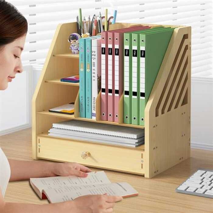 Desk Three-Section Rack Multi-Layer File Organizer Drawer Desktop ...