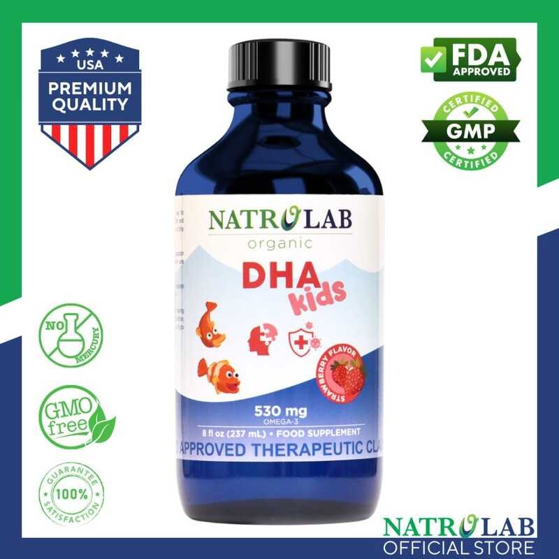 Natrolab Organic DHA Kids No Mercury Omega-3 Liquid Fish Oil Children's ...