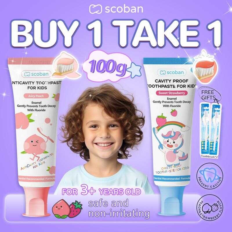 A [Fda Approved] Scoban Anti-Cavity Toothpaste For Kids Age 3 Years+ ...