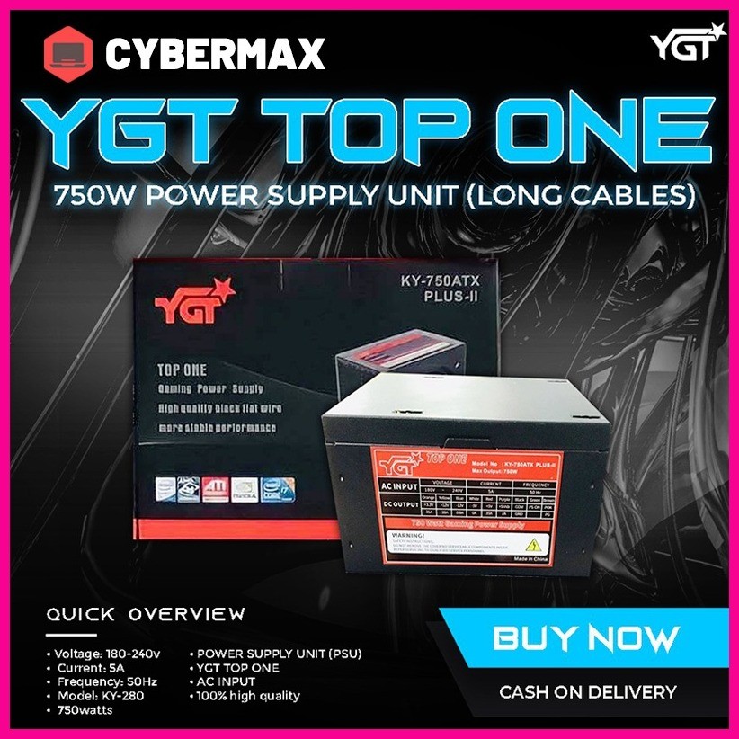 YGT TOP ONE PSU 750W ATX Power Supply 6PIN Long Cable Computer PSU KY ...