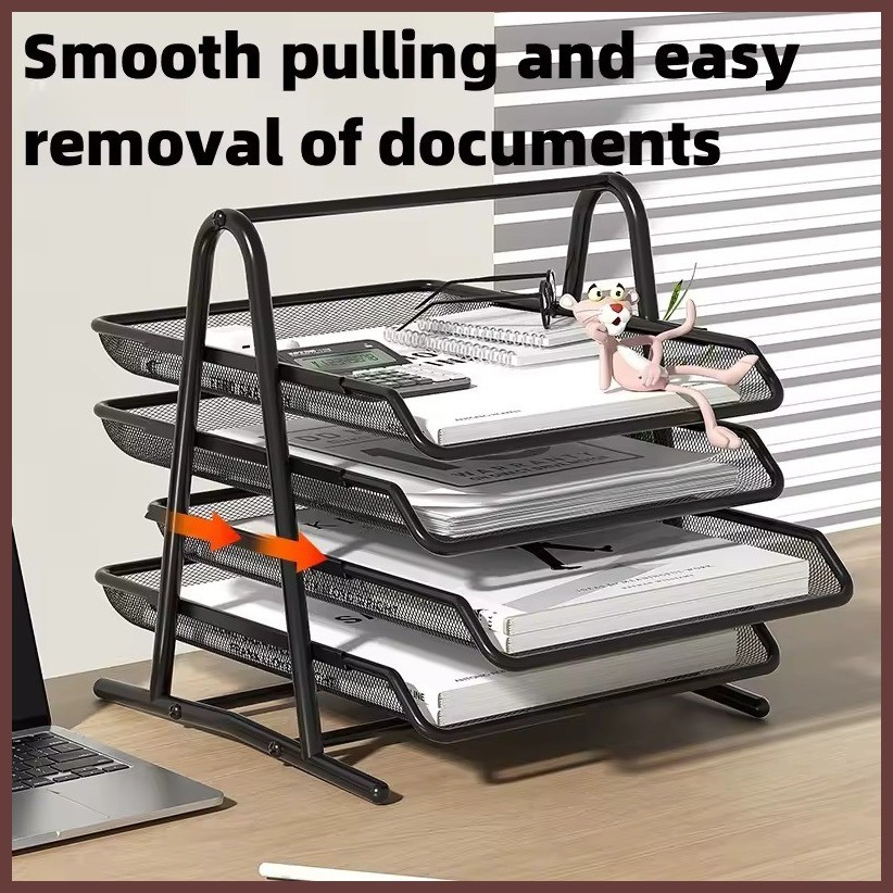 STARLIGHT 4-Layer Metal Mesh Desk Organizer Sturdy Space-Saving Drawer ...