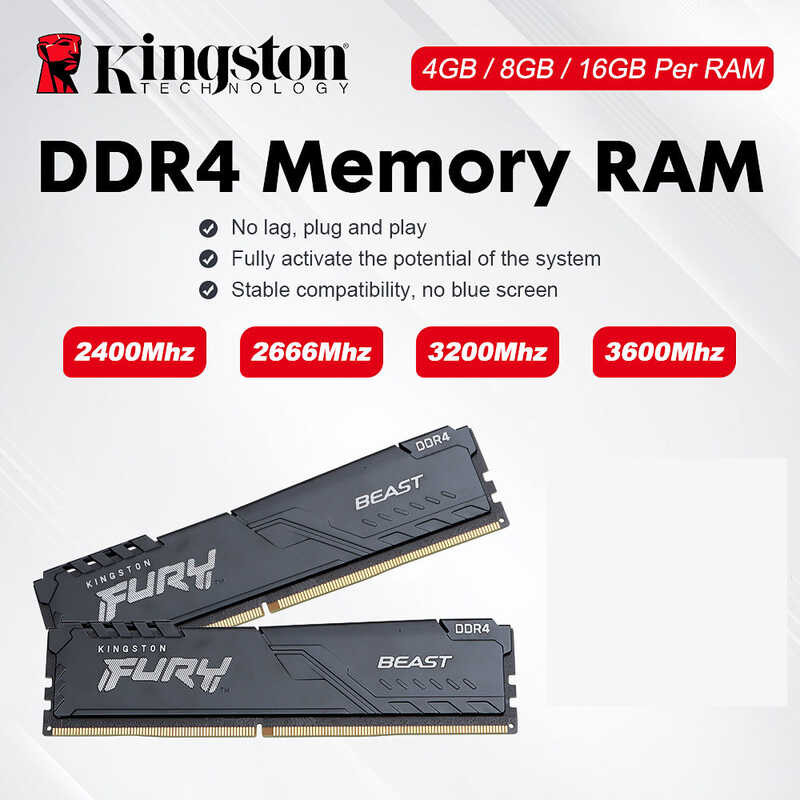 Kingston Beast Series Ddr4 RAM Memory Module 4Gb 8Gb 16Gb 2400Mhz ...