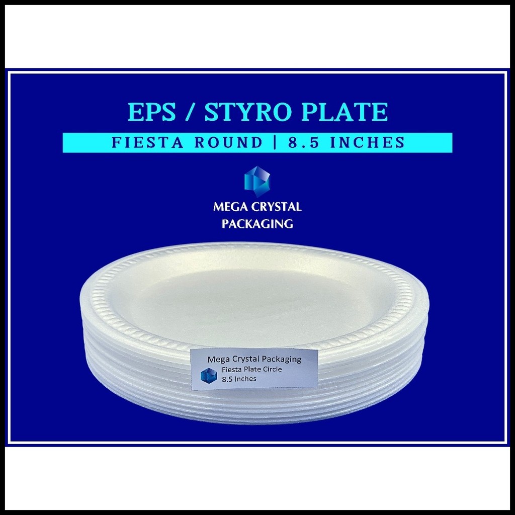[100 Pcs] Styro / Disposable Fiesta Plate Round 8.5 Inches | Shopee ...