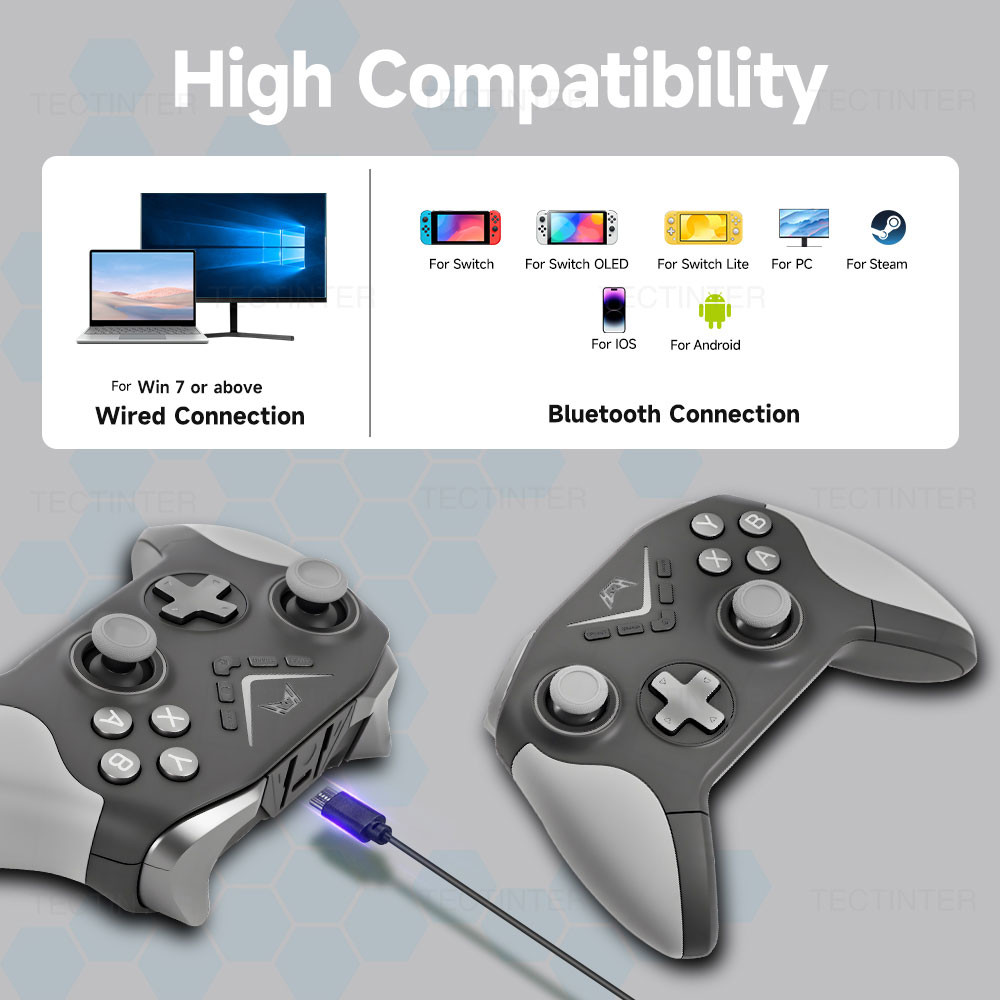 Bluetooth Wireless Gamepad With Turbo Hall Effect Joystick for PS4 PS3 Controller for PC IOS ...