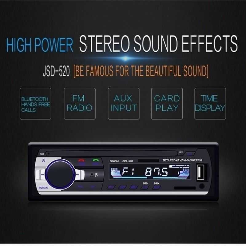 Jsd-520 12V Car Stereo In-Dash Radio Bluetooth FM Mp3 Aux With USB SD ...