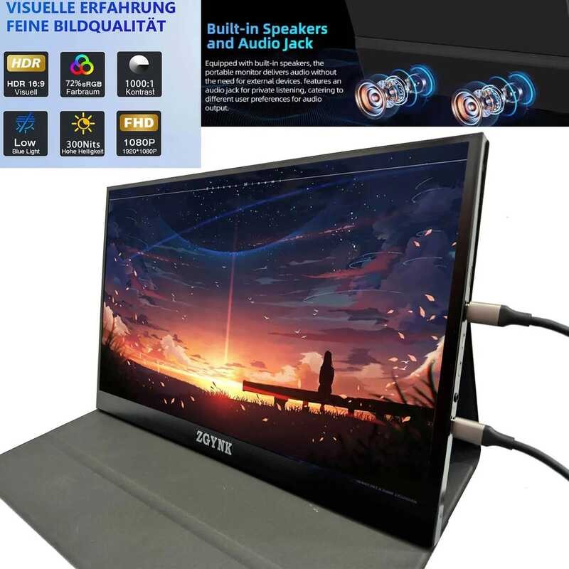 Yy 15.6Inch Touch Portable Monitor 1080P 300Cd/M2 Extended Display ...