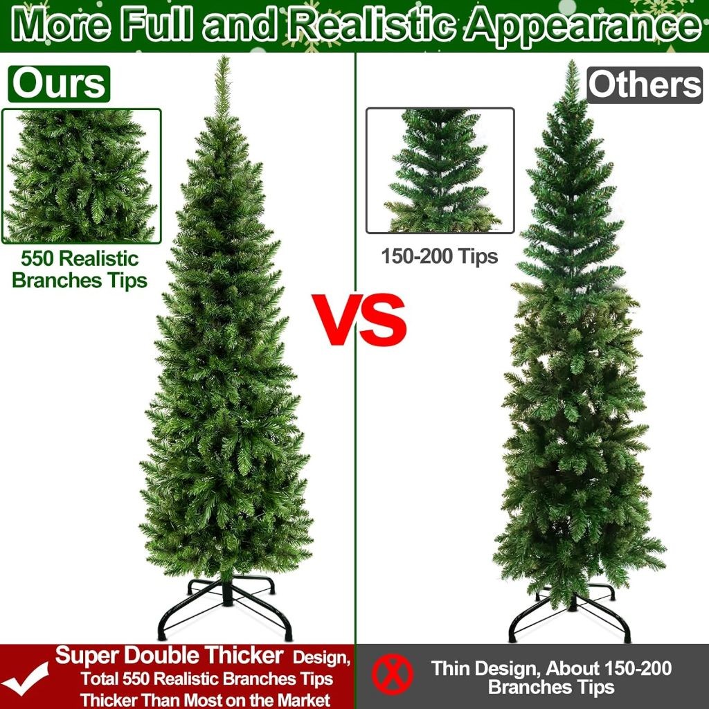 Slim Christmas Tree 7ft 6ft 8ft 5ft 4ft Christmas Tree 4/5/6/7/8ft ...