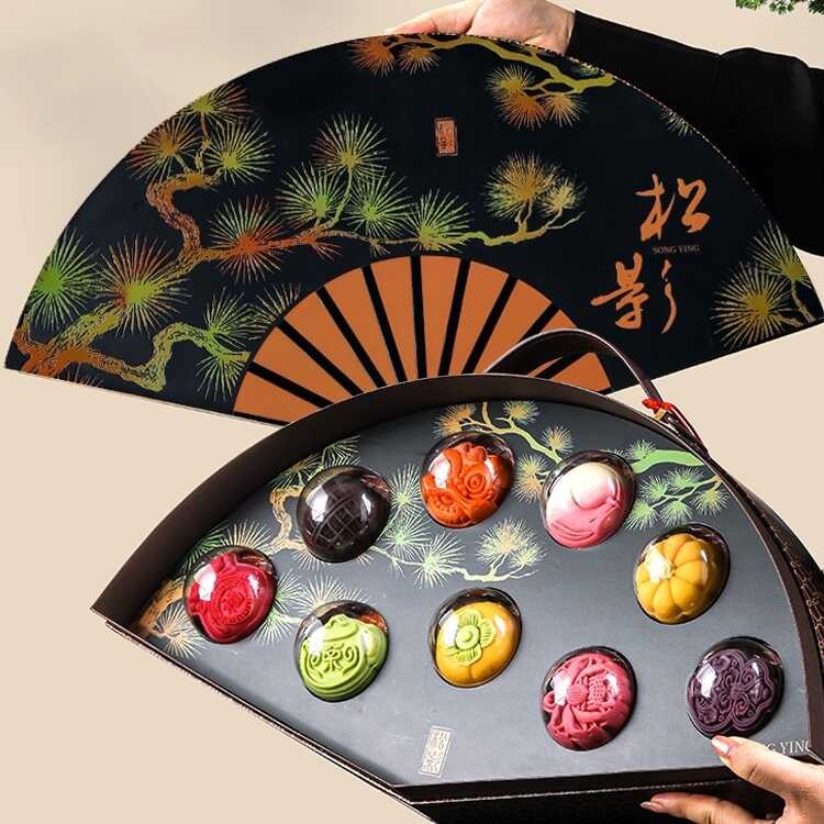 2025 New Fan-Shaped Mooncake Gift Box Set Taiwanese Peach Mountain ...
