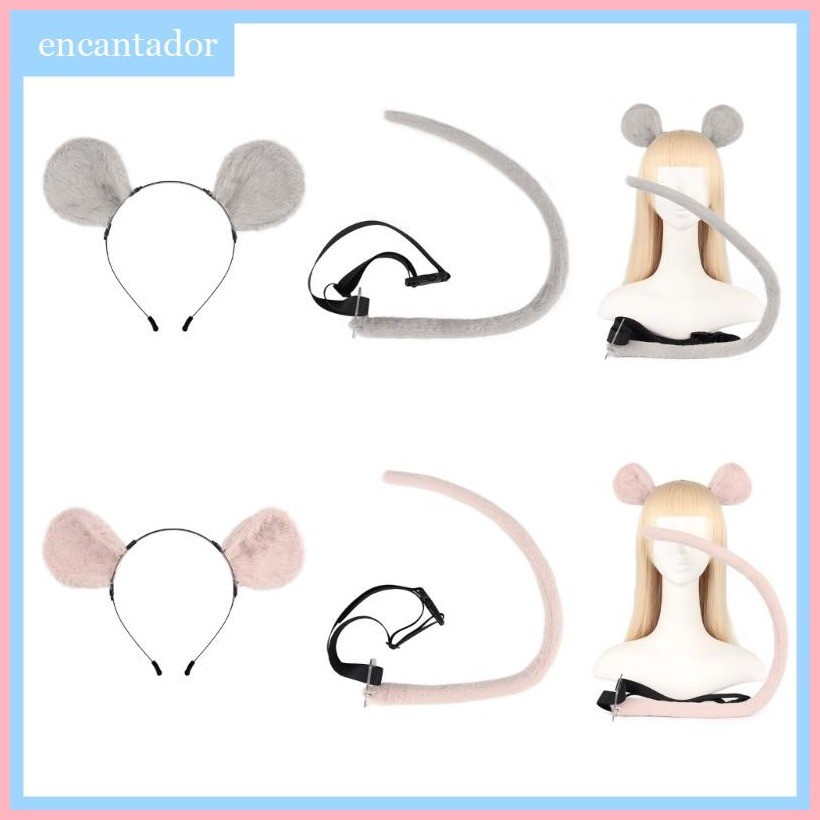 Anime-Cosplay Props Mouse Ears and Tail Set Plush Furry Ears Hairhoop ...