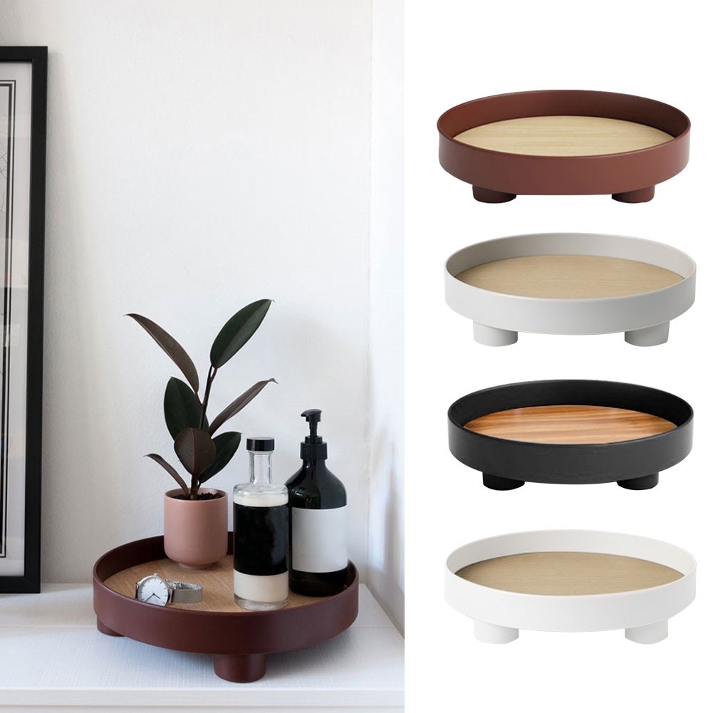 Wooden Retro Circular Nordic Platform Tray for Storage and Display ...