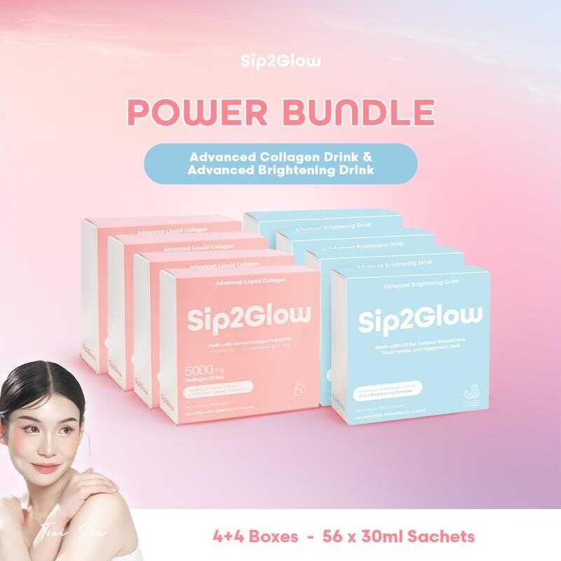 Sip2glow | Beauty Duo 4+4 】Advanced Collagen Drink With Korean Tripeptide + Advanced Brightening ...