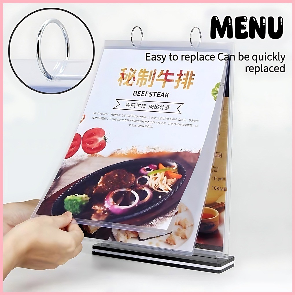 A4 Acrylic Menu Holder Display Stand Menu Price Sign Display Board ...