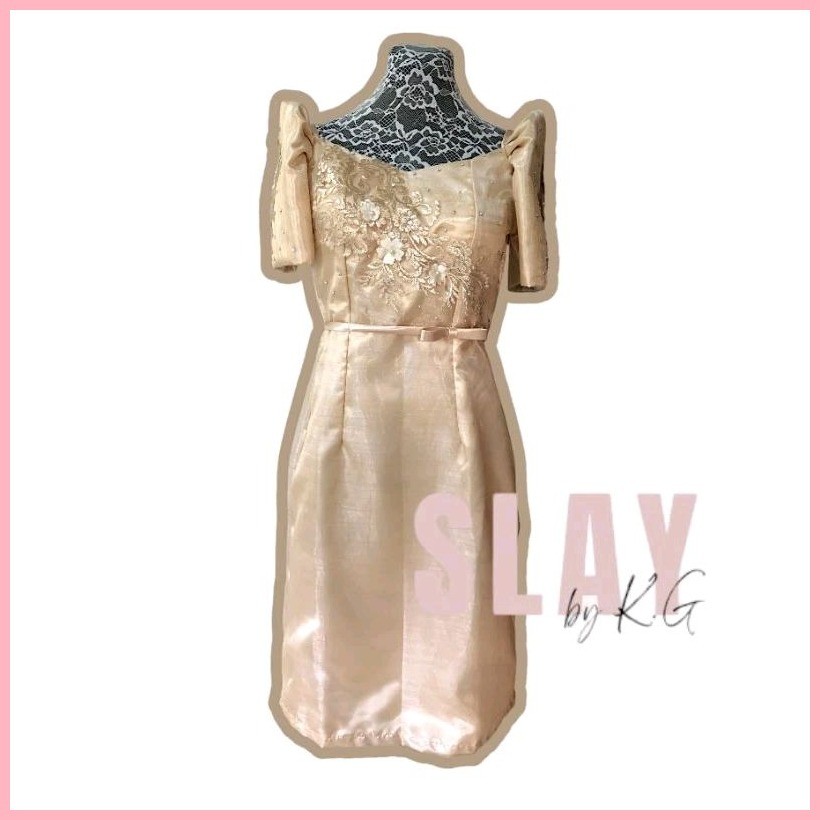 Modern Filipiniana Dress Mestisa (midi dress pinya & black) | Shopee ...