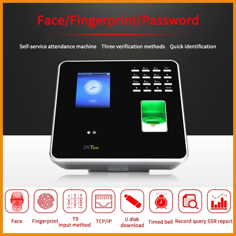 ZKTeco Biometric Fingerprint Face Attendance Machine Home Security ...
