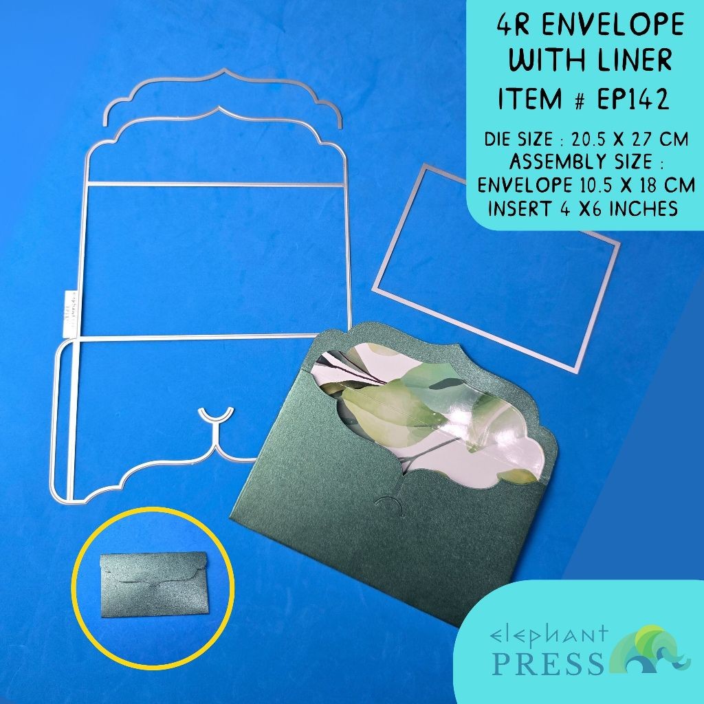 (READY STOCK) *EP142* 4r envelope with liner METAL DIE CUT ELEPHANT ...