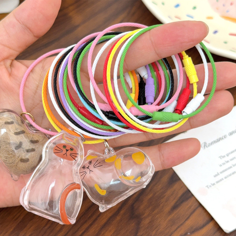 Heavy-Duty Metal Wire Keychain with Color-Sprayed Finish, Rotatable ...