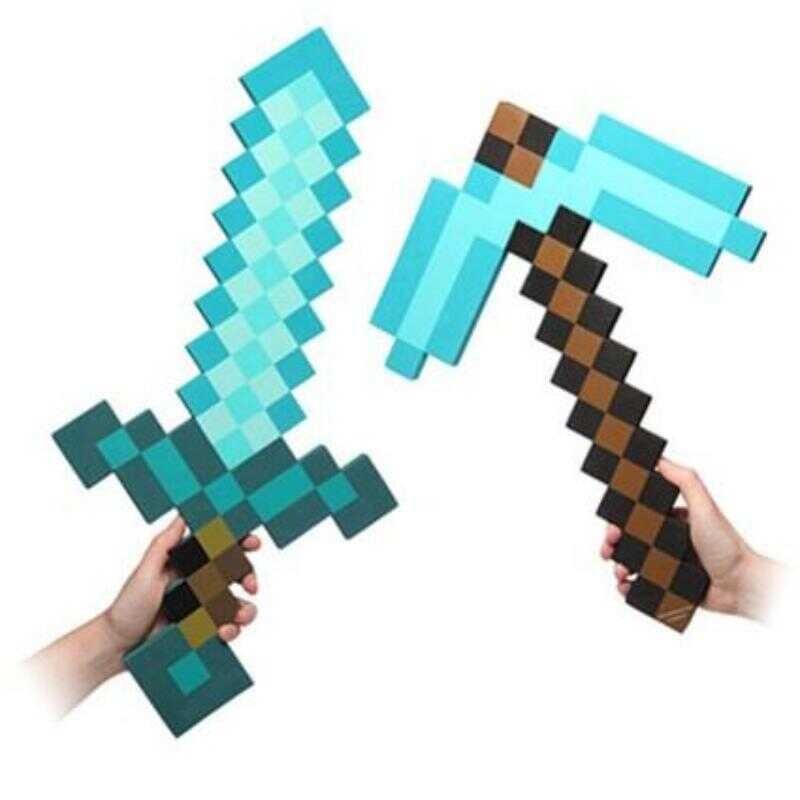 C47 Minecraft Toys EVA Foam Diamond Pickaxe Gun Axe Hamaxe Sword Toy ...