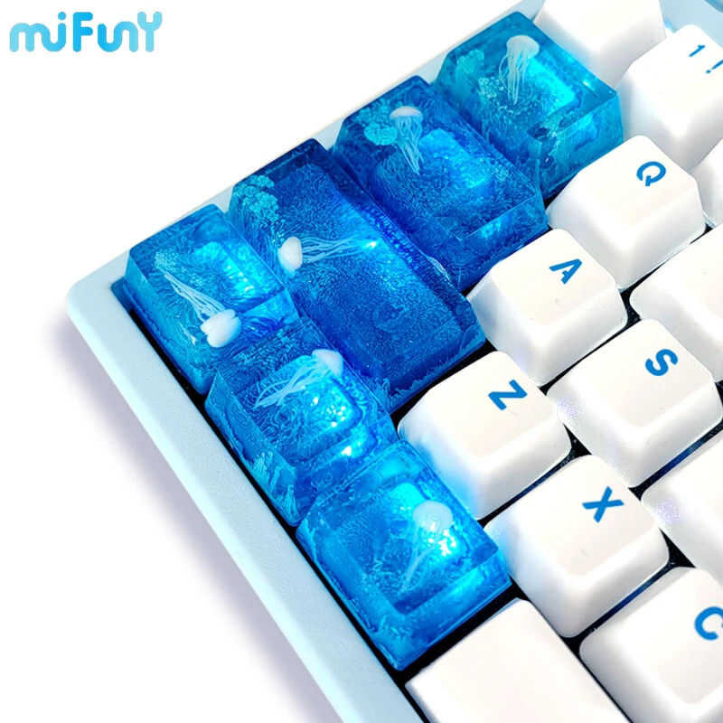 Jellyfish Personality Cute Keycaps Resin Spacebar Ocean Supplement Key ...