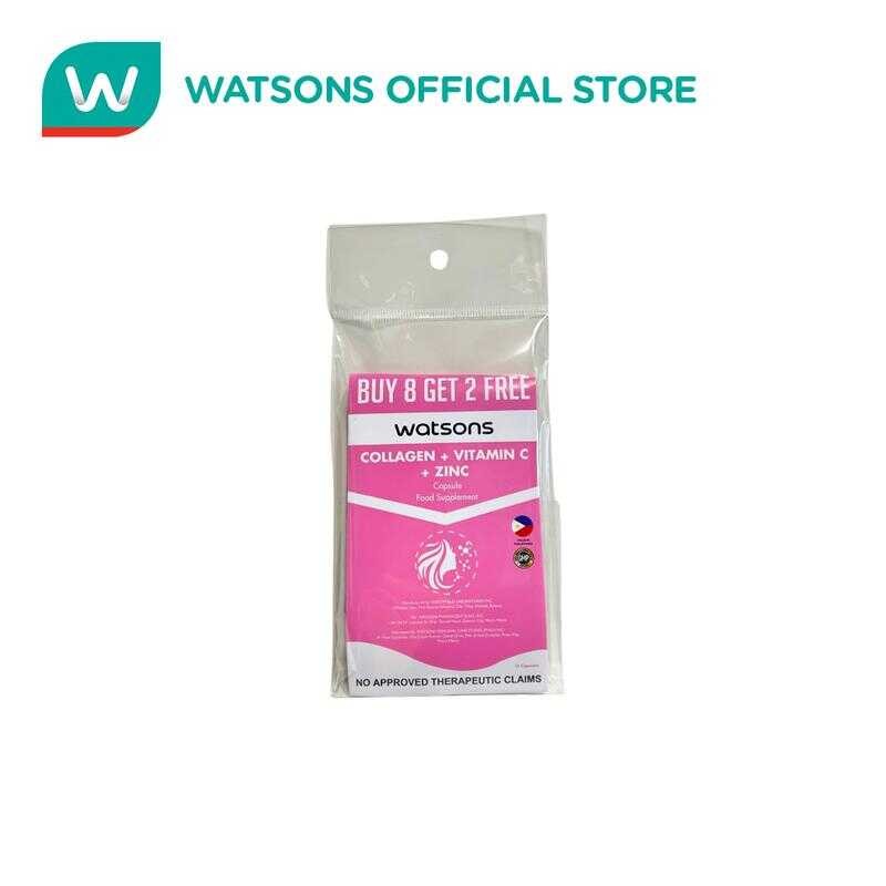 WATSONS Collagen + Vitamin C Zinc 8+2 Capsules 48A | Shopee Philippines