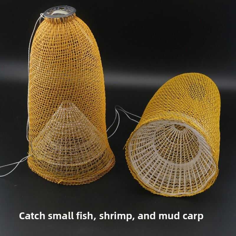 Large Size Plastic Folding Shrimp Cage Crab Net Fish Trap Bamboo ...