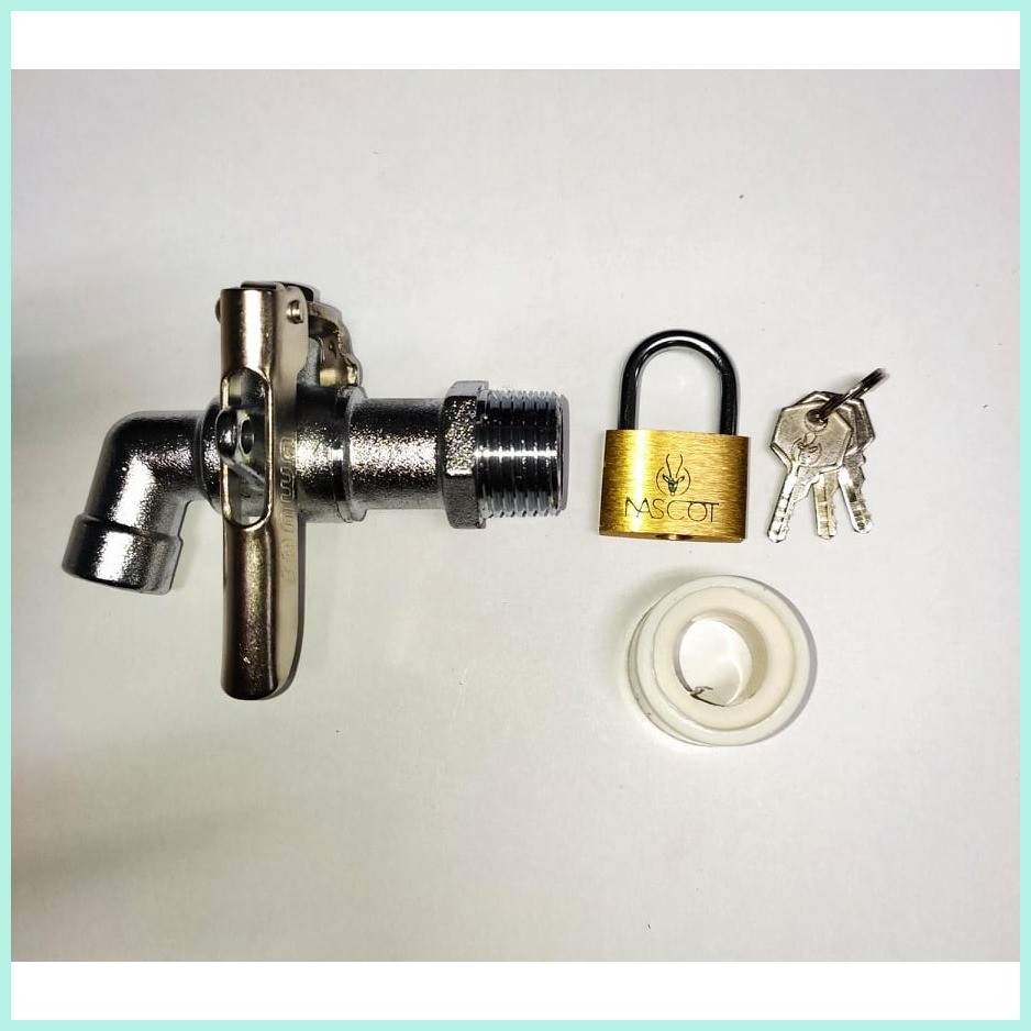 SANWA SOLID BRASS BALL FAUCET With 3 KEY PADLOCK & TEFLON - HOSE BIBB ...