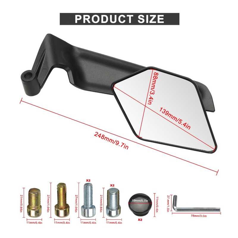Wind Wing Rotating Winglet Side Mirror V5 Alloy Stem 14*8Cm Wide View ...