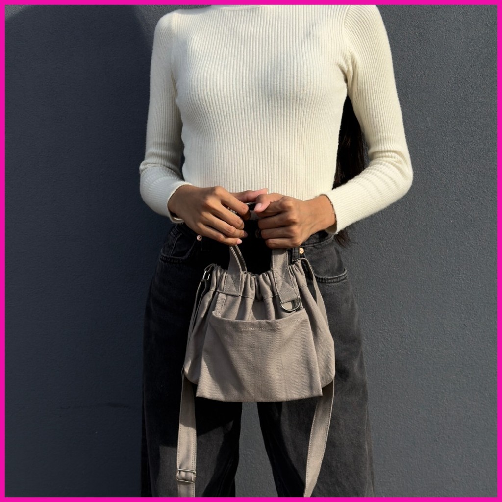 The Dumpling Sling Bag [STONE-Micro]_Adjustable Strap and Magnetic Lock ...