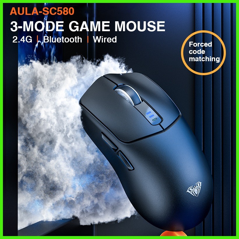 AULA SC580 Wireless Mouse Bluetooth/2.4G/Type-C 500mAh Battery With 6-speed DPI Support for ...