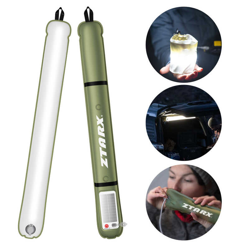 Solar USB Charging Built-In Battery Inflatable LED Tube Camping Light ...