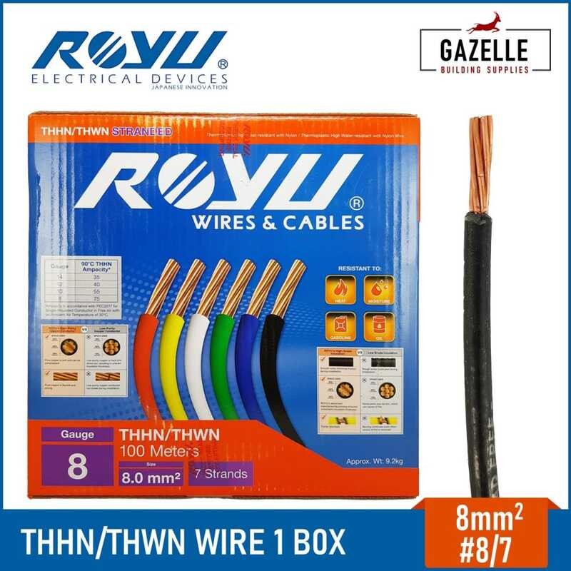Royu THHN / Thwn-2 Stranded Wire Gauge #8 8.0Mm² (Per Box 100 Meters ...