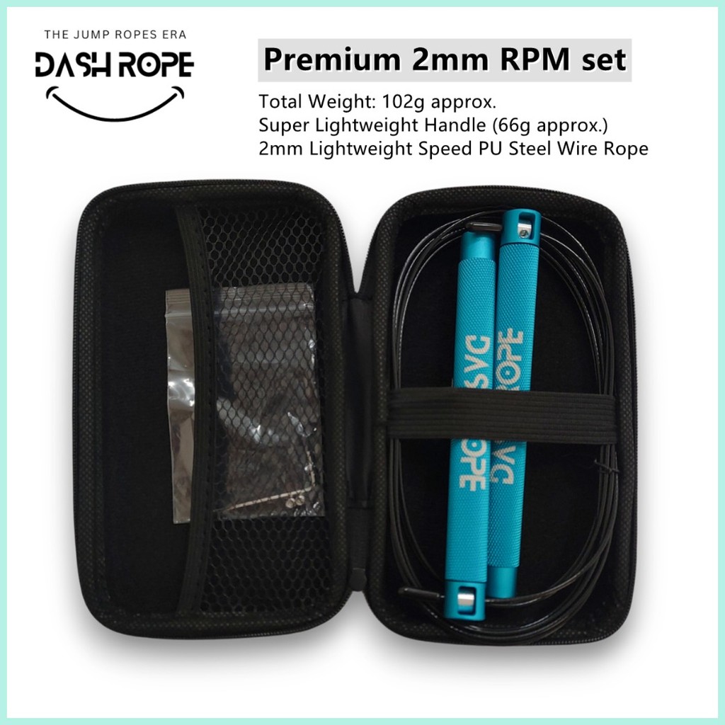 DASH ROPE Premium RPM 2mm Steel Wire Cable Speed Skipping Jump Ropes ...