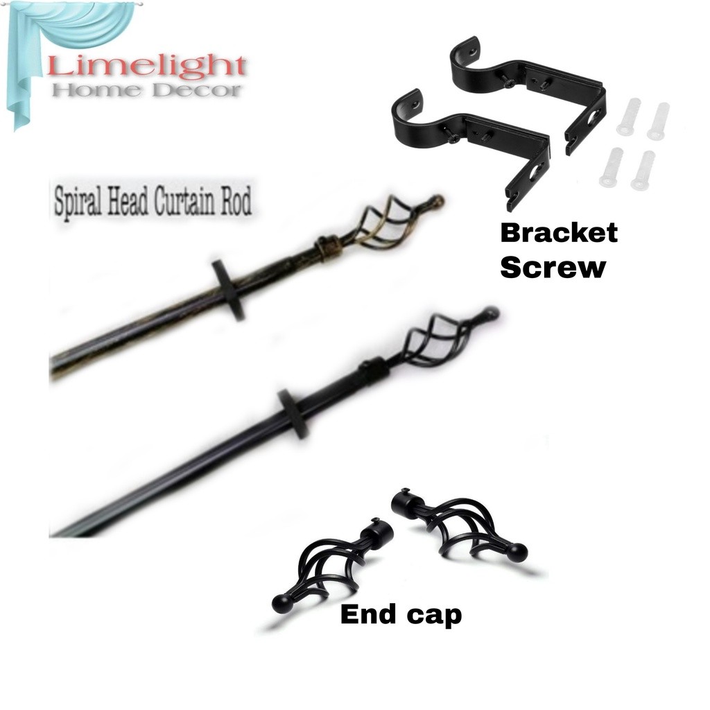 Adjustable Extendable Spiral Curtain Rod Thick Set With Hook And Screws ...