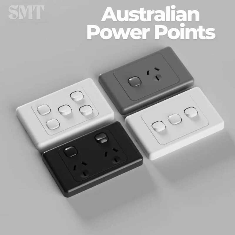 W 10A GPO Double Power Points 240V AU Classic Light Plate Type-I Single ...